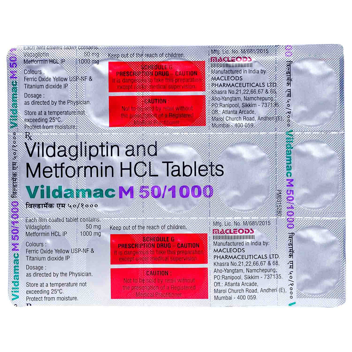 Vildamac M 50/1000 Tablet | Uses, Side Effects, Price | Apollo Pharmacy