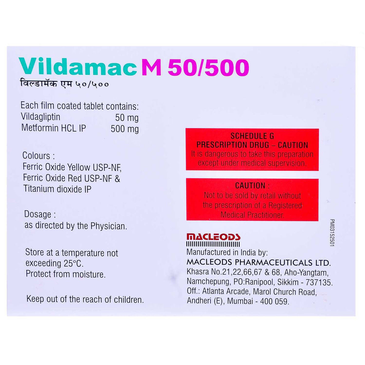 Vildamac M 50/500 Tablet 15's Price, Uses, Side Effects, Composition ...