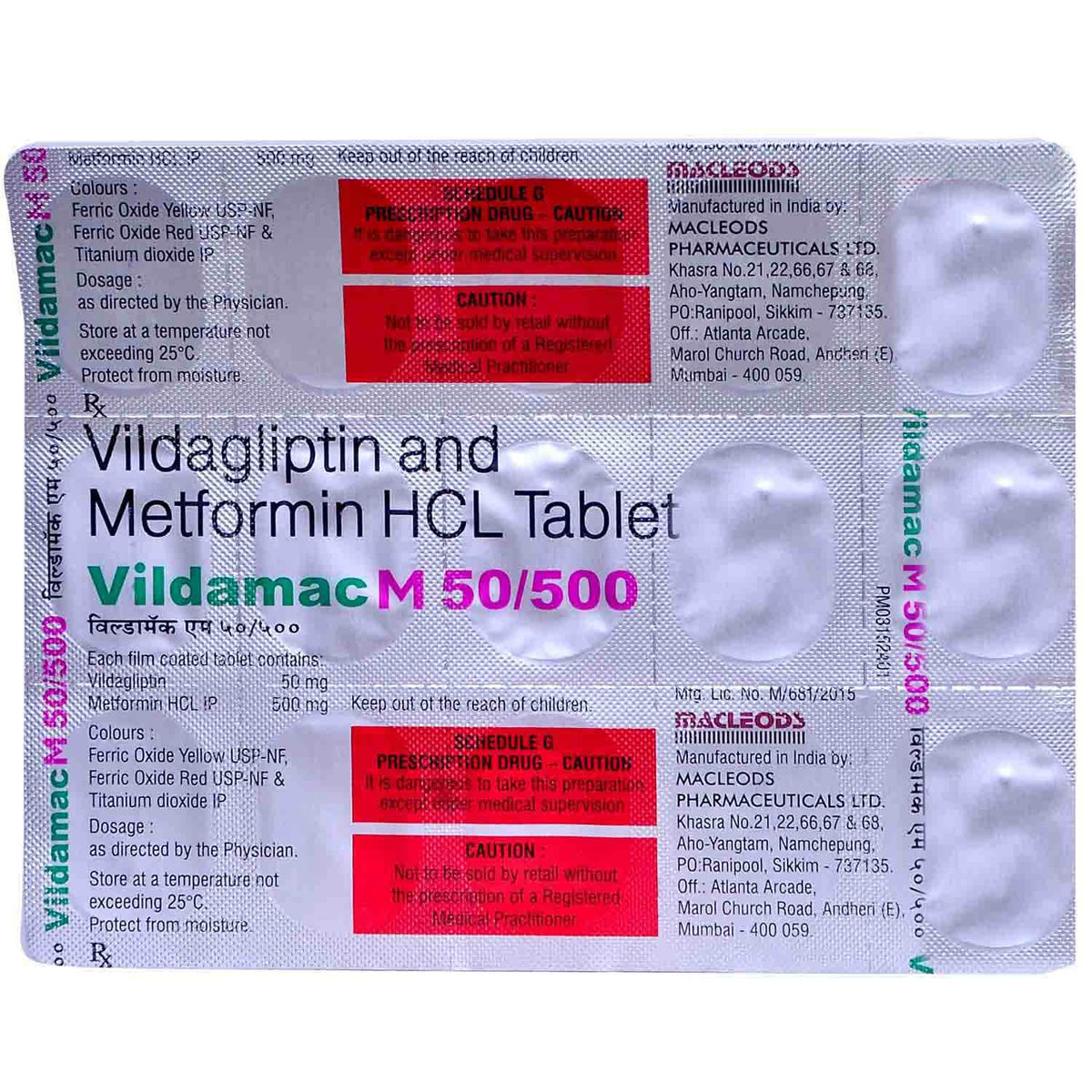 Vildamac M 50/500 Tablet 15's Price, Uses, Side Effects, Composition ...