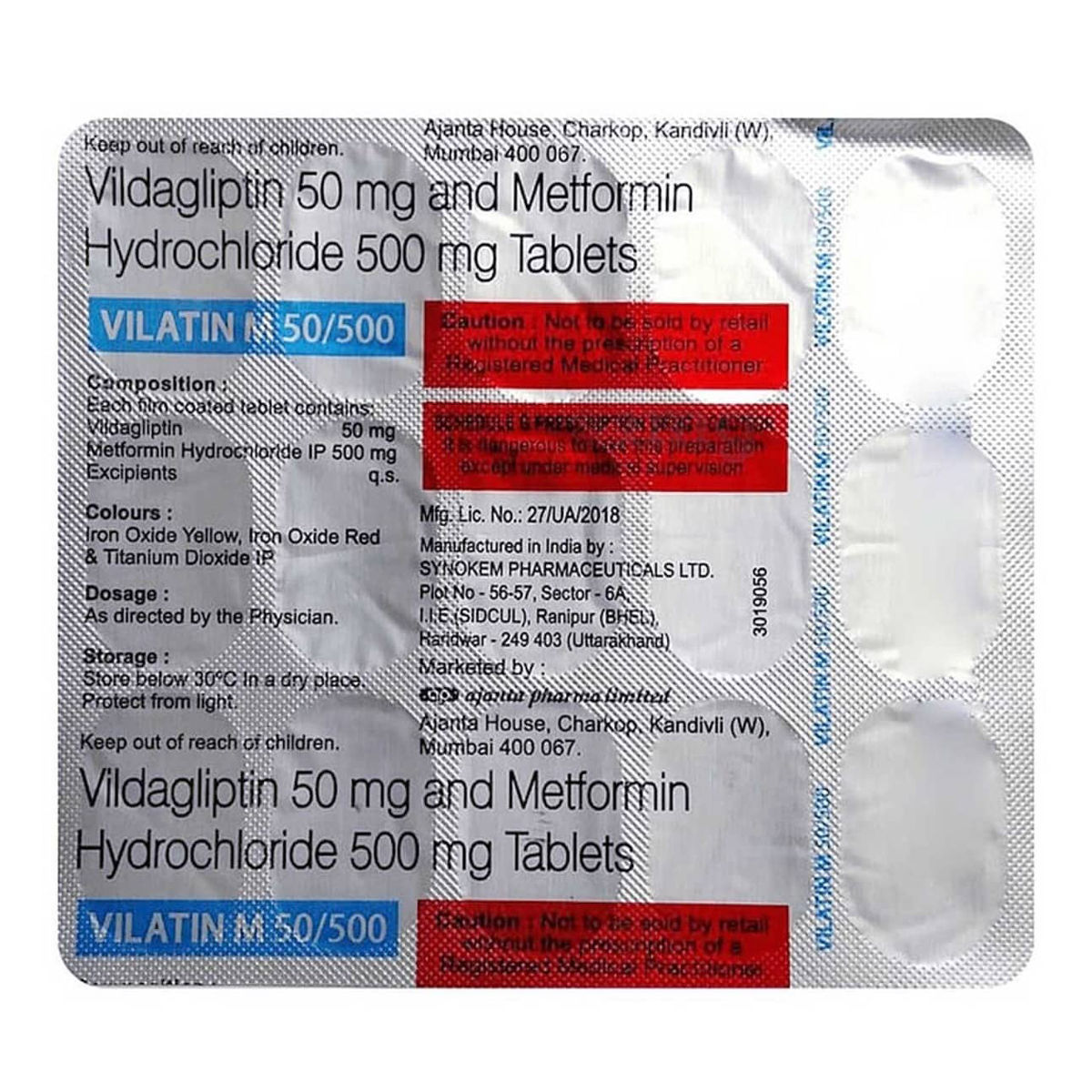 Vilatin M 50/500 Tablet 15's Price, Uses, Side Effects, Composition ...