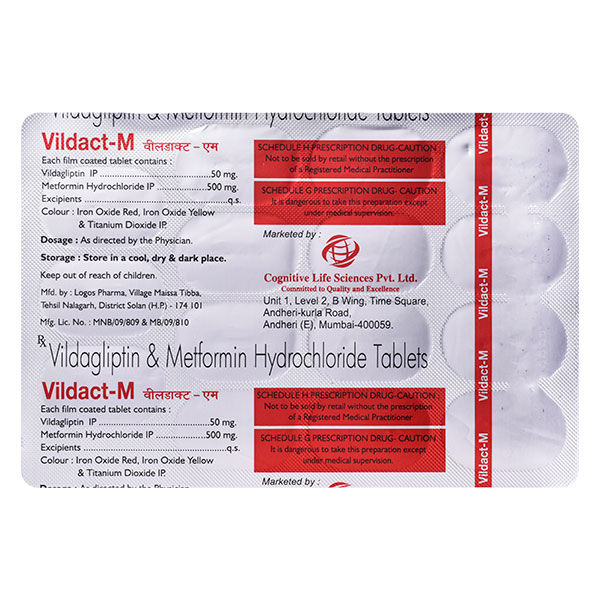 Vildact-M 50/500mg Tablet | Uses, Side Effects, Price | Apollo Pharmacy
