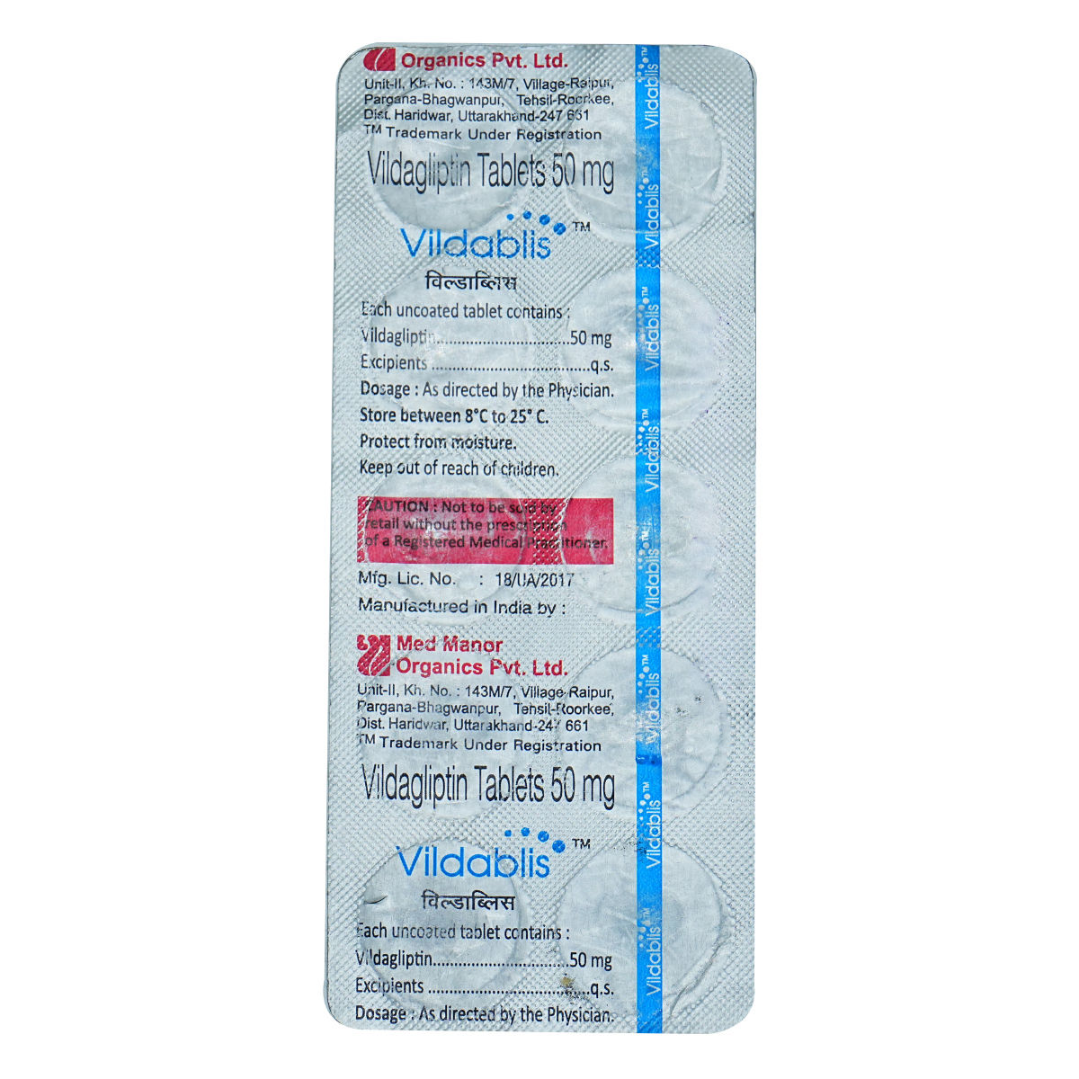 Vildablis 50 mg Tablet | Uses, Side Effects, Price | Apollo Pharmacy
