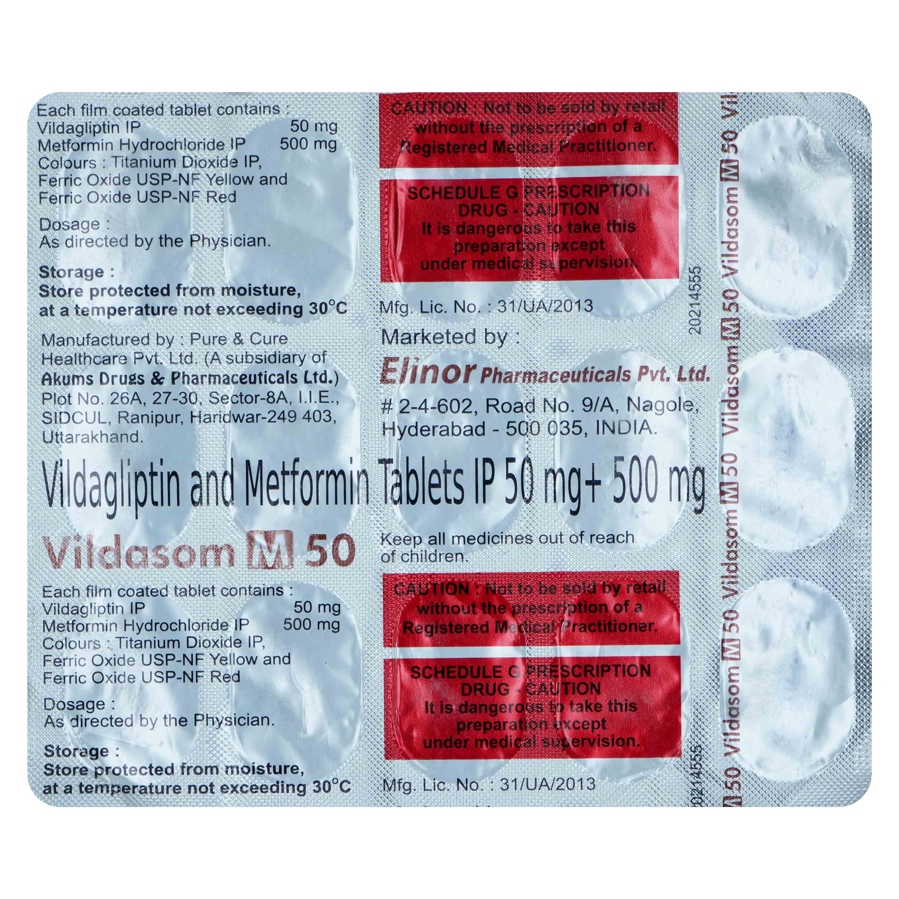 Vildasom M 50/500 Tablet | Uses, Side Effects, Price | Apollo Pharmacy