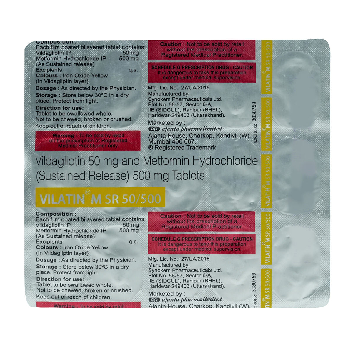 Vilatin M SR 50/500 Tablet | Uses, Side Effects, Price | Apollo Pharmacy