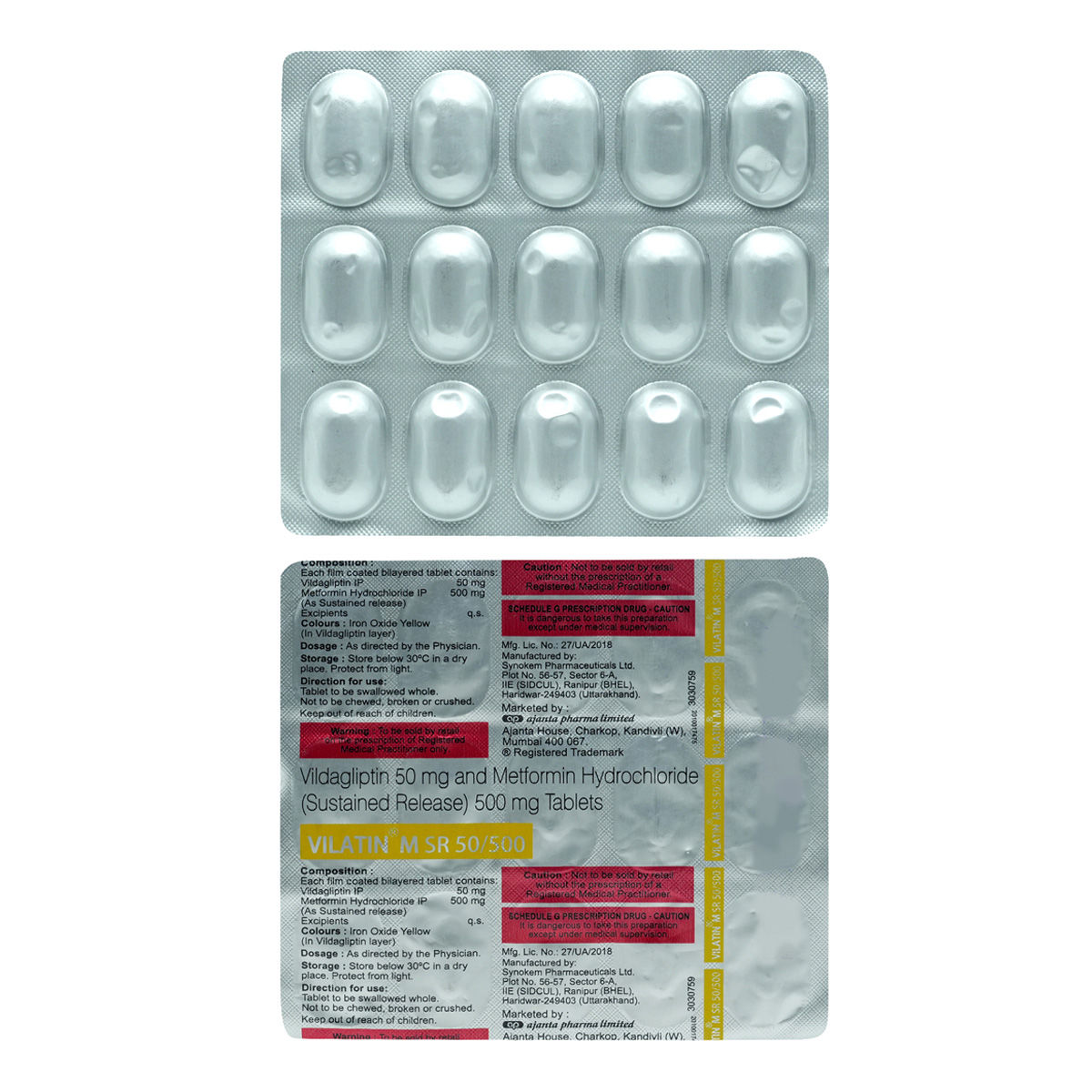 Vilatin M SR 50/500 Tablet 15's Price, Uses, Side Effects, Composition ...
