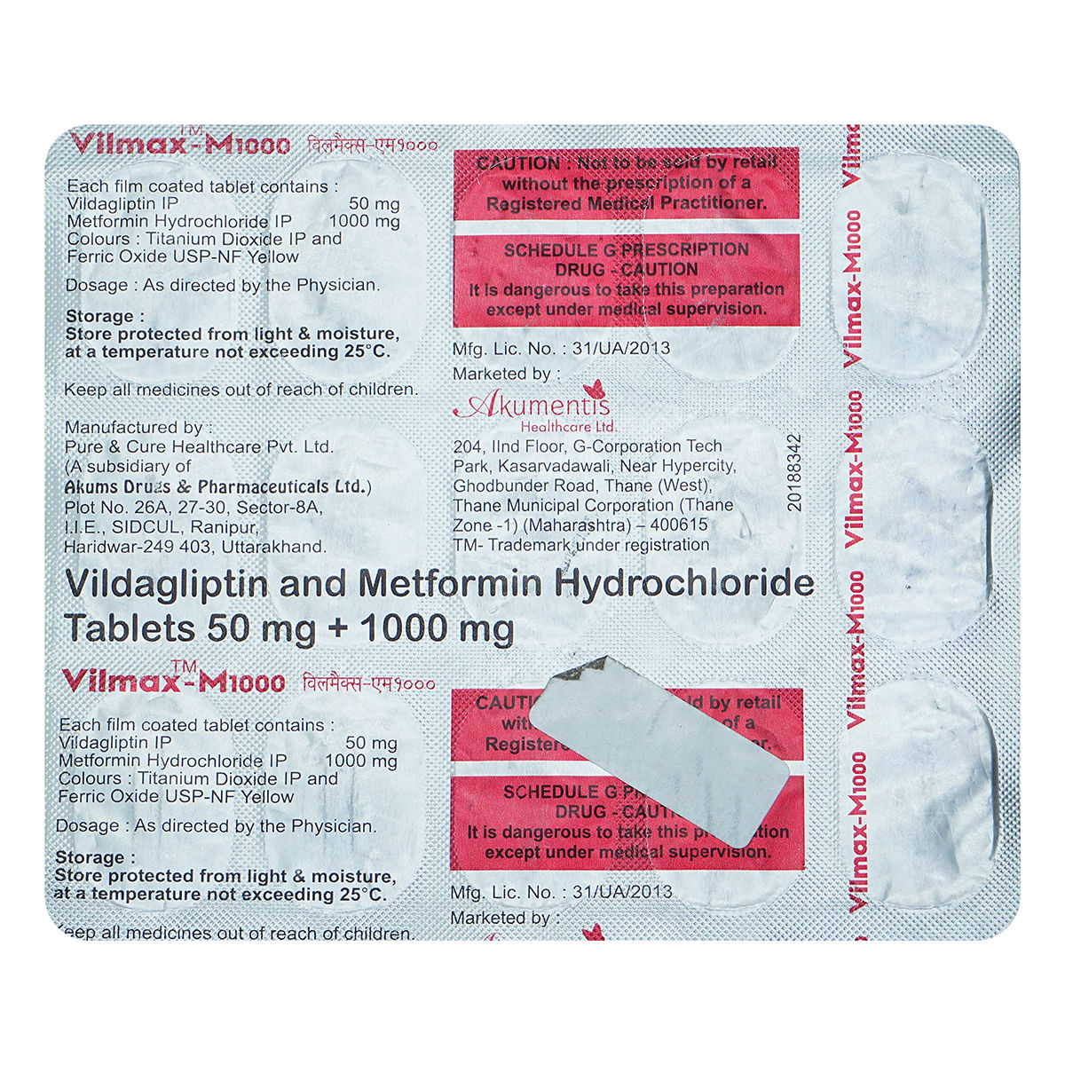 Vilmax M 1000/50mg Tablet | Uses, Side Effects, Price | Apollo Pharmacy