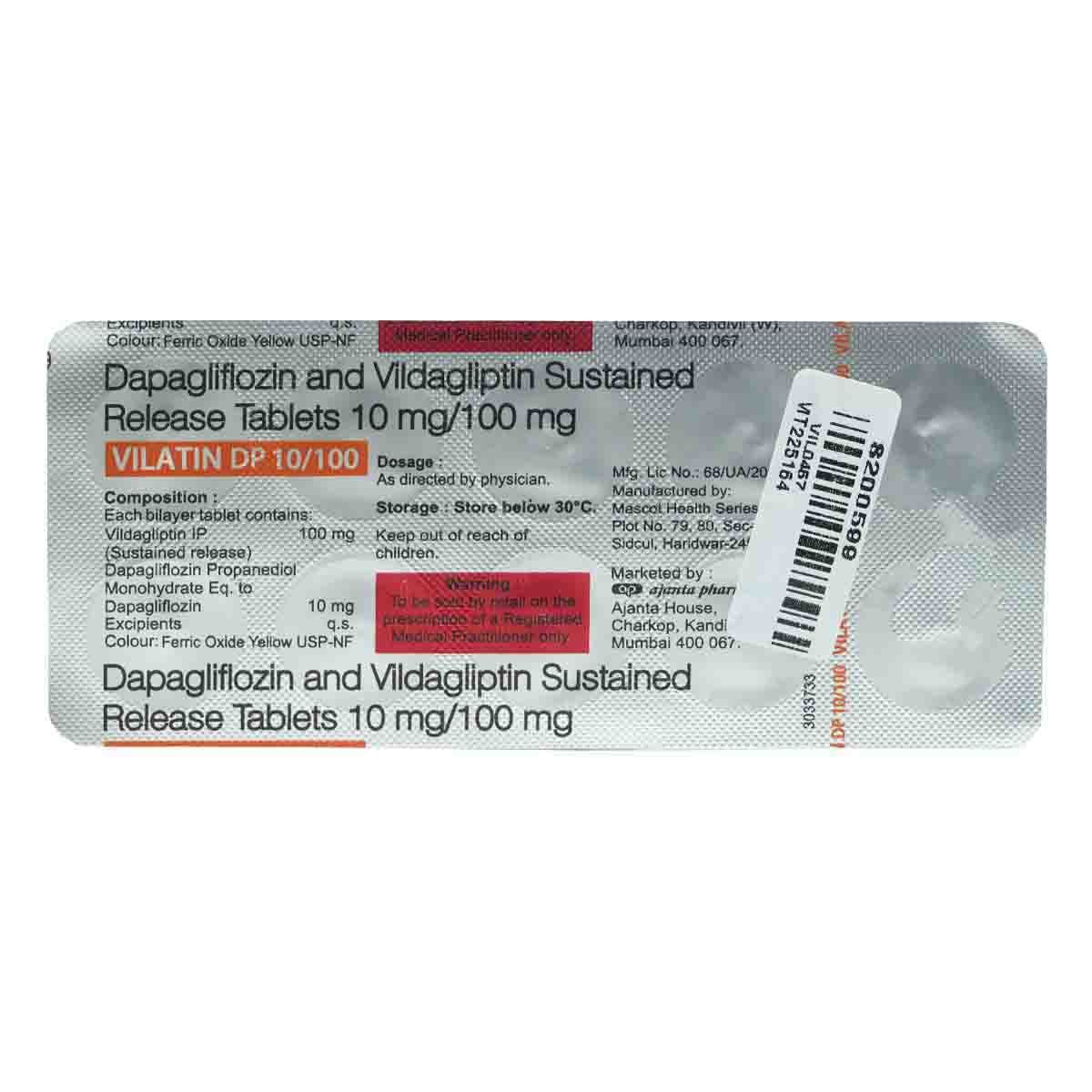 Vilatin DP 10/100 Tablet 10's Price, Uses, Side Effects, Composition ...