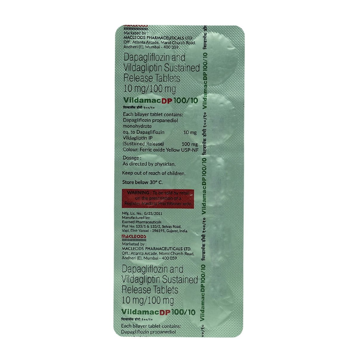 Vildamac DP 100/10mg Tablet | Uses, Side Effects, Price | Apollo Pharmacy