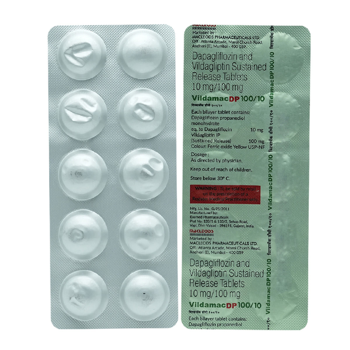 Vildamac DP 100/10mg Tablet 10's Price, Uses, Side Effects, Composition ...
