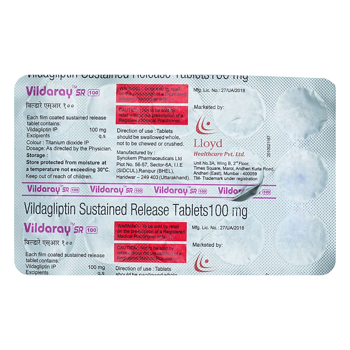 Vildaray SR 100 Tablet | Uses, Side Effects, Price | Apollo Pharmacy