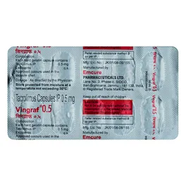 Vingraf 0.5 Capsule | Uses, Side Effects, Price | Apollo Pharmacy