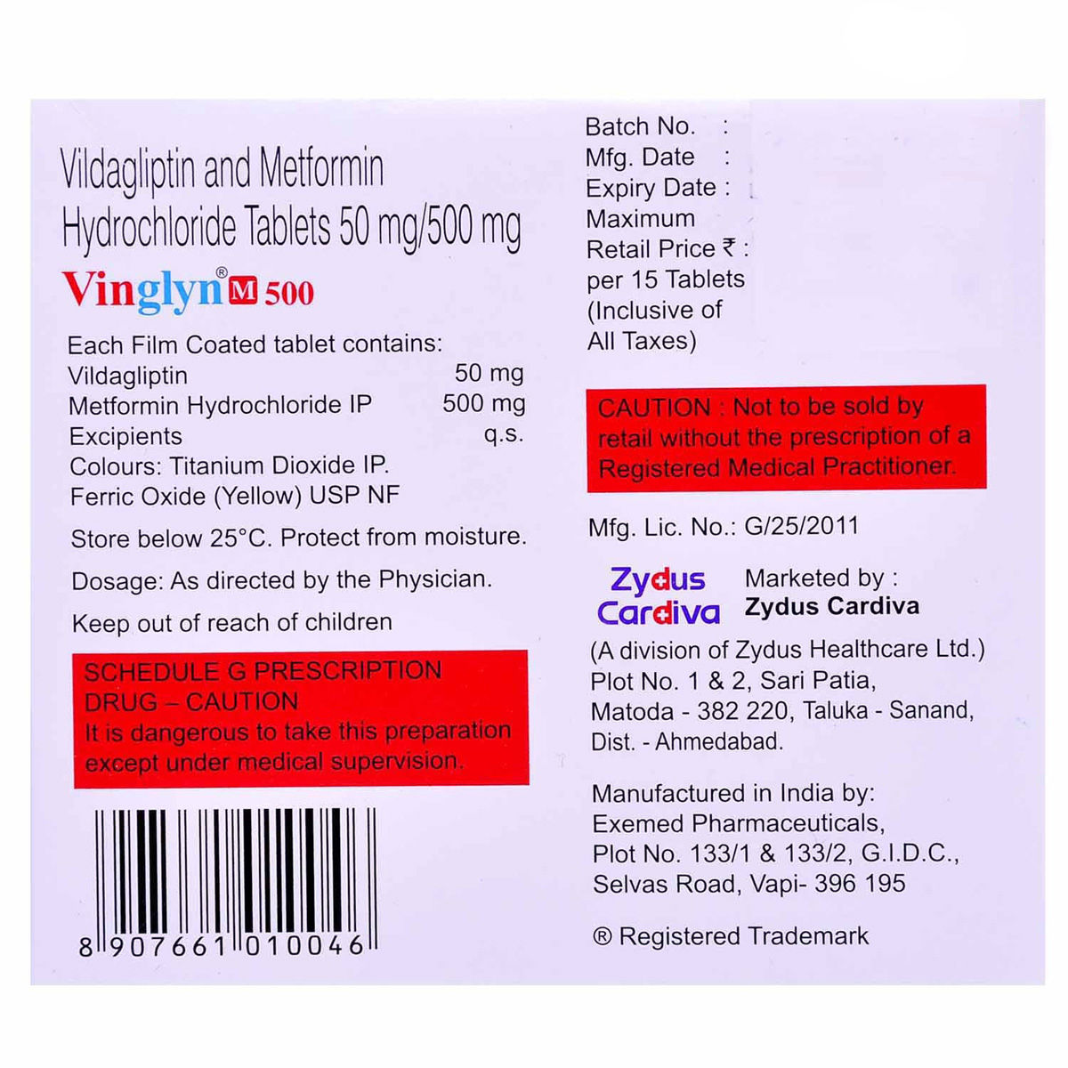 Vinglyn M 500 Tablet | Uses, Side Effects, Price | Apollo Pharmacy