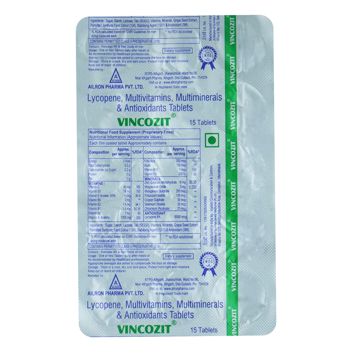 Vincozit Tablet 15's Price, Uses, Side Effects, Composition - Apollo ...