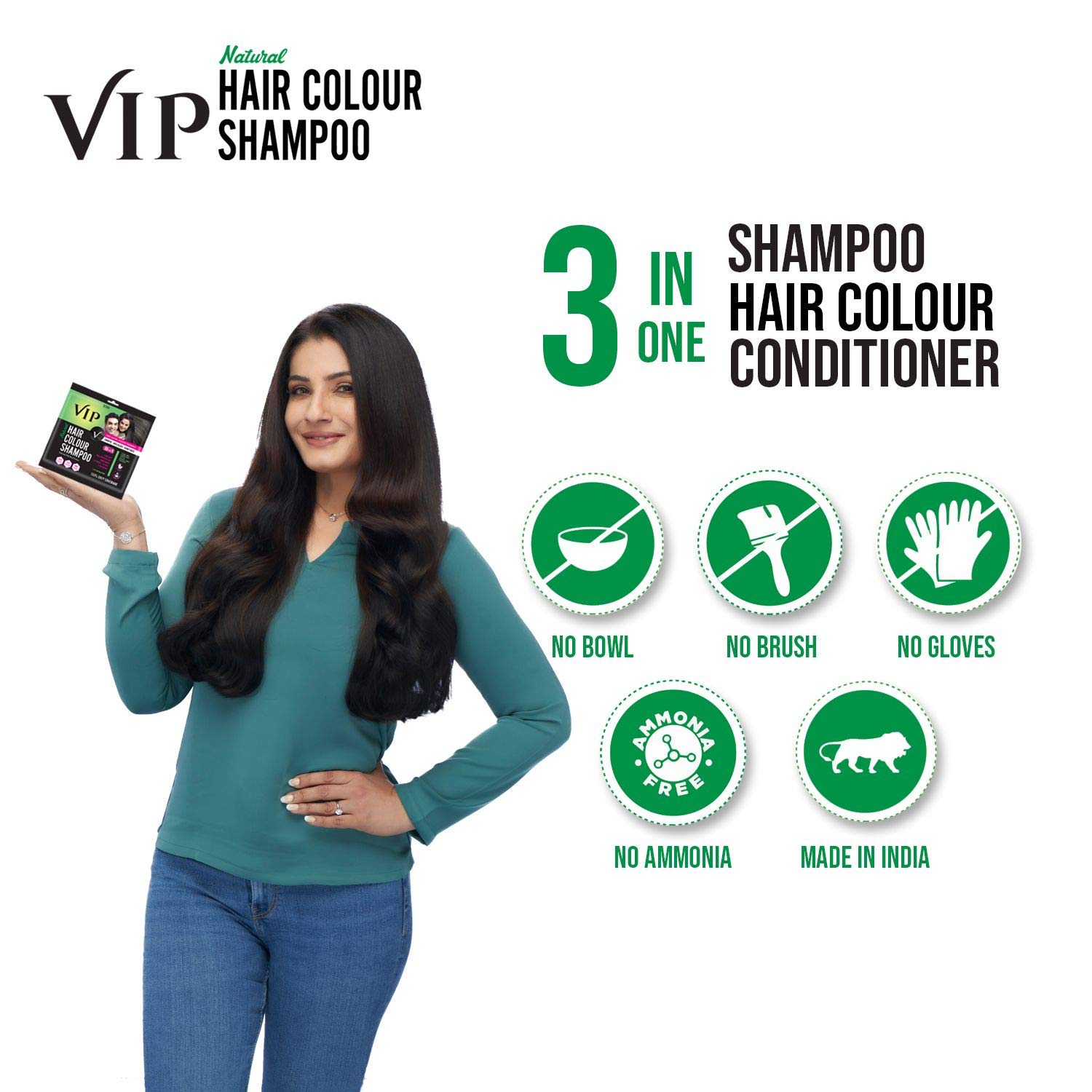 Vip Natural Black Hair Colour Shampoo, 40 ml Price, Uses, Side Effects ...