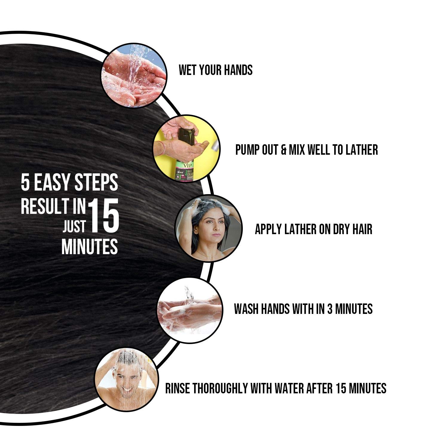 Vip Natural Black Hair Colour Shampoo, 40 ml Price, Uses, Side Effects ...