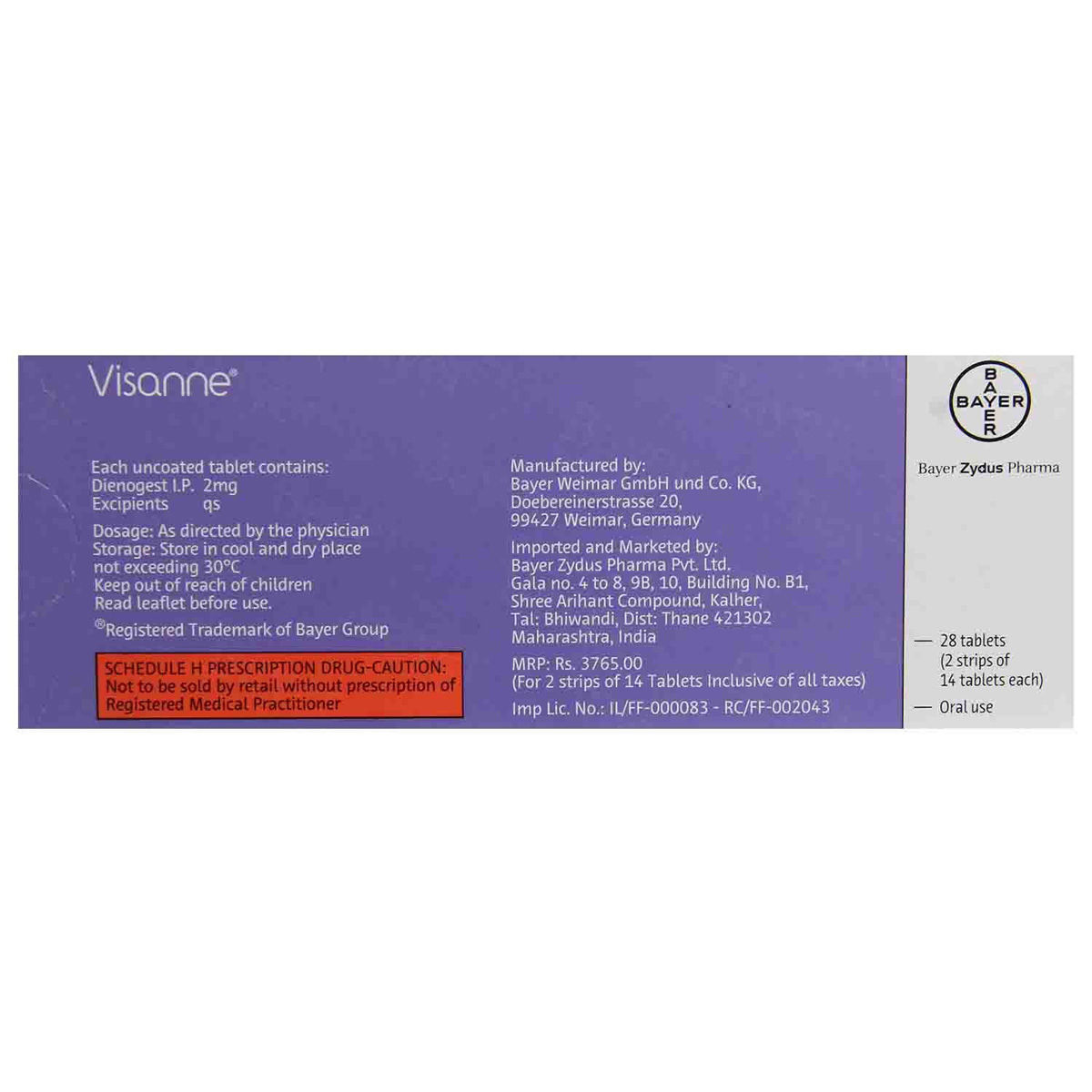 Visanne Tablet 28's Price, Uses, Side Effects, Composition - Apollo ...