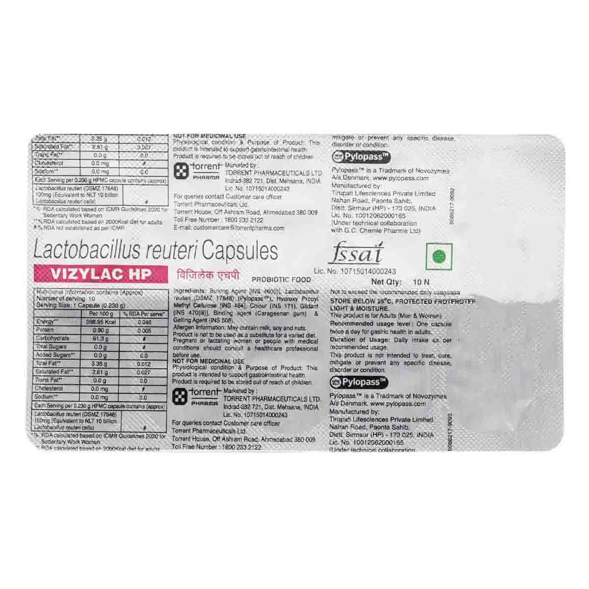 Vizylac HP Capsule 10's Price, Uses, Side Effects, Composition - Apollo ...
