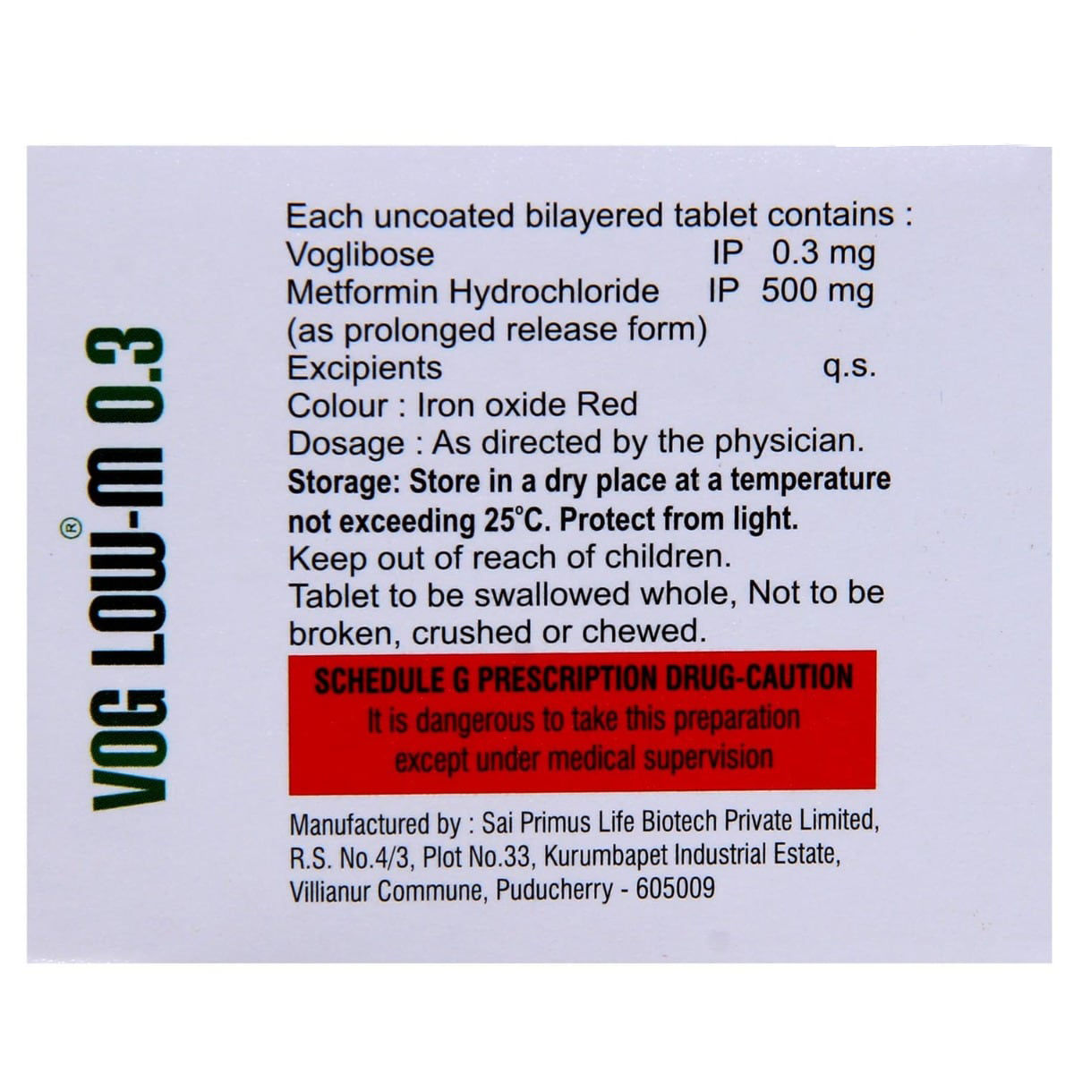 Vog Low M 0.3 Tablet | Uses, Side Effects, Price | Apollo Pharmacy