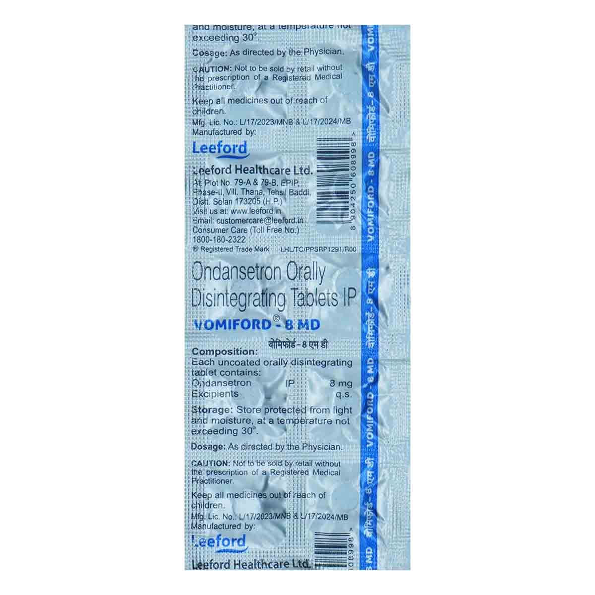 Vomiford-8 MD Tablet | Uses, Side Effects, Price | Apollo Pharmacy