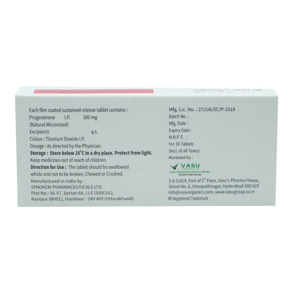 Vopreg 300 SR Tablet 10's Price, Uses, Side Effects, Composition ...
