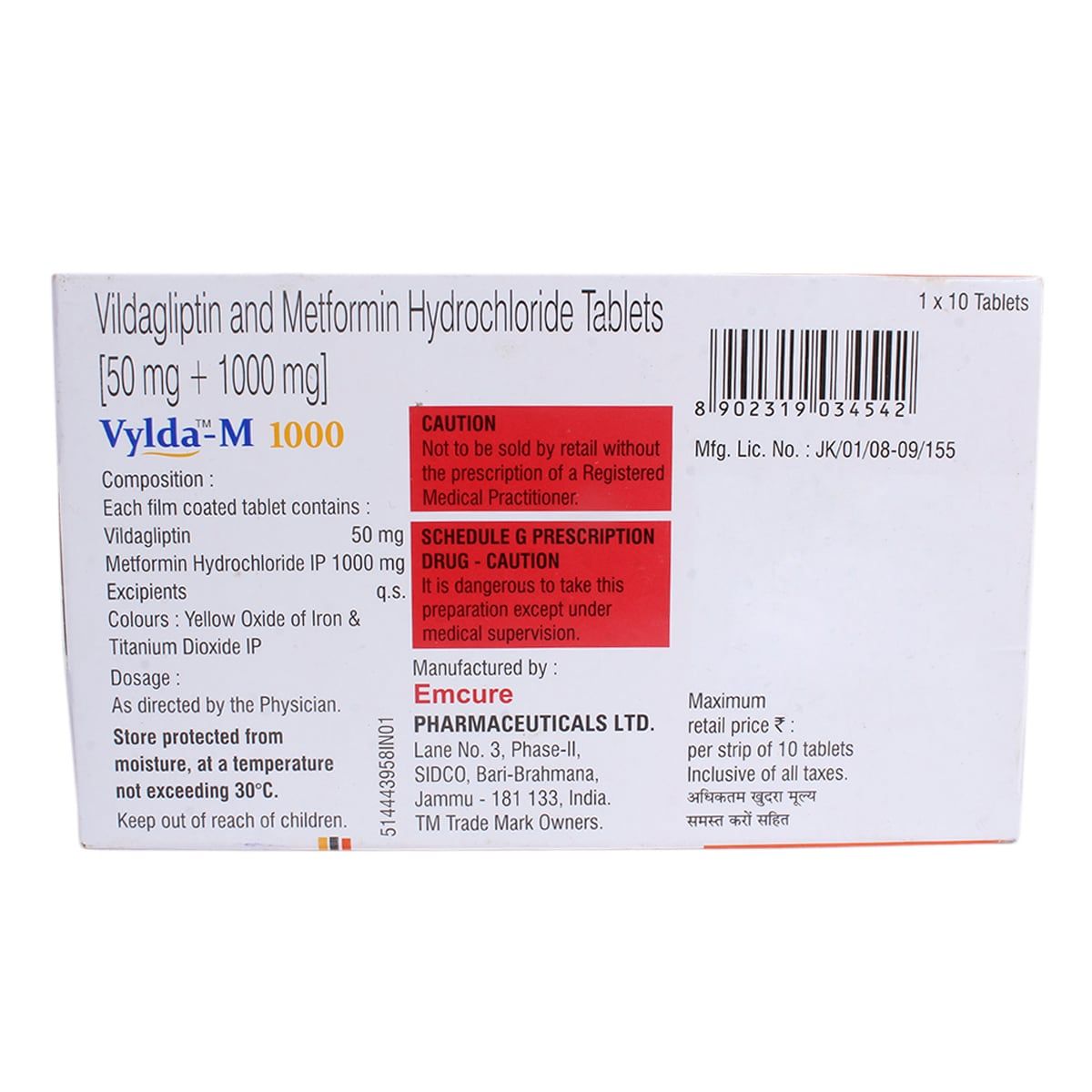 Vylda-M 1000 Tablet 10's Price, Uses, Side Effects, Composition ...