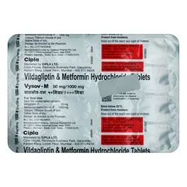 Vysov-M 50 mg/1000 mg Tablet | Uses, Side Effects, Price | Apollo Pharmacy