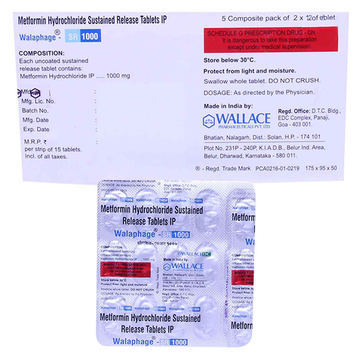 Walaphage-SR 1000 Tablet 15's Price, Uses, Side Effects, Composition ...