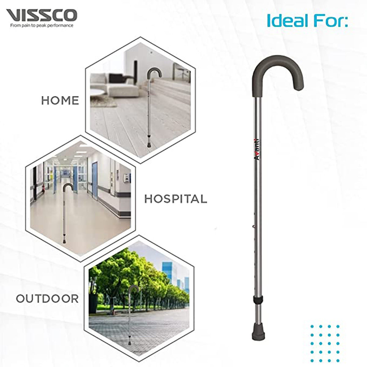Vissco Walking Stick 'U' Shape, 1 Count Price, Uses, Side Effects ...