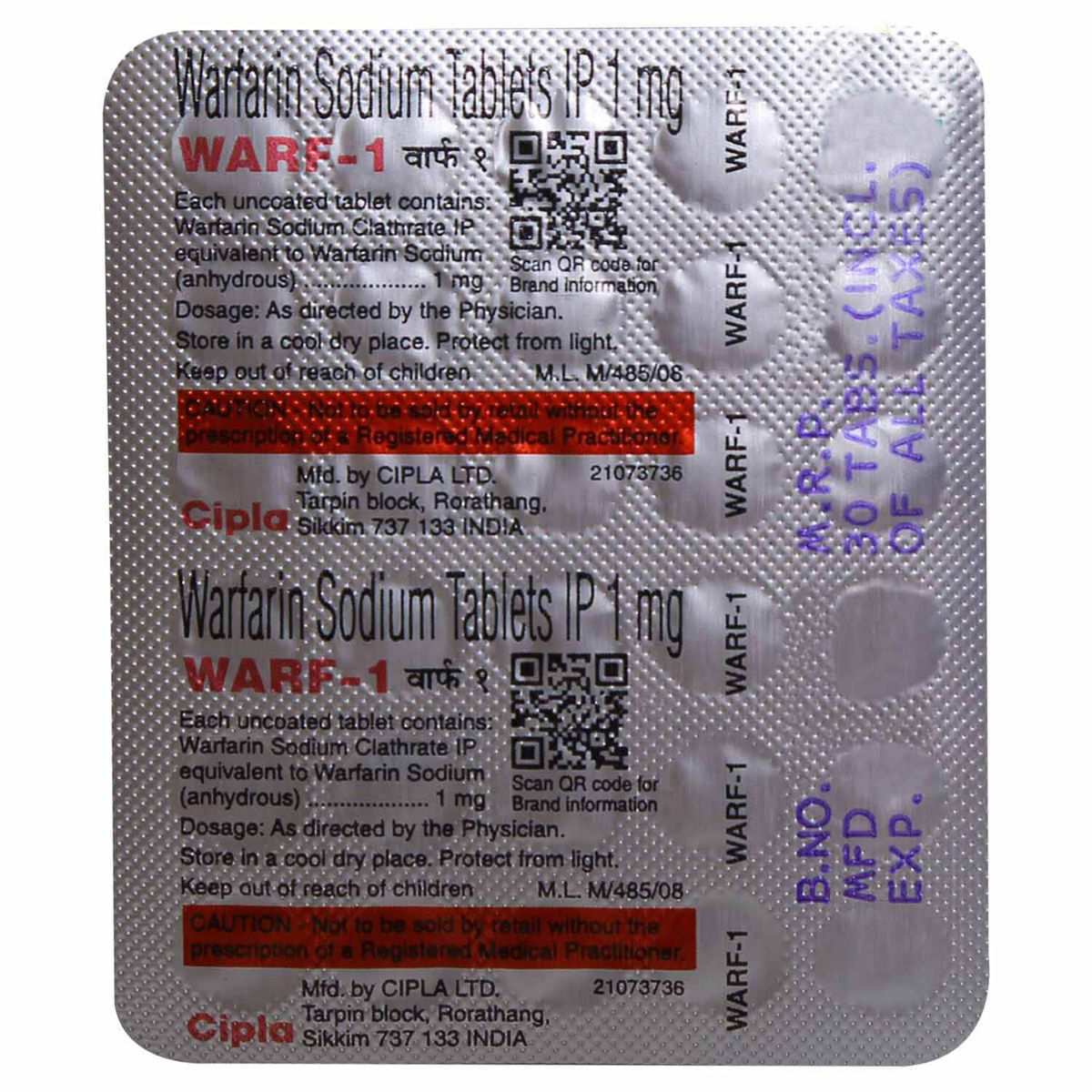 Warf-1 Tablet 30's Price, Uses, Side Effects, Composition - Apollo Pharmacy