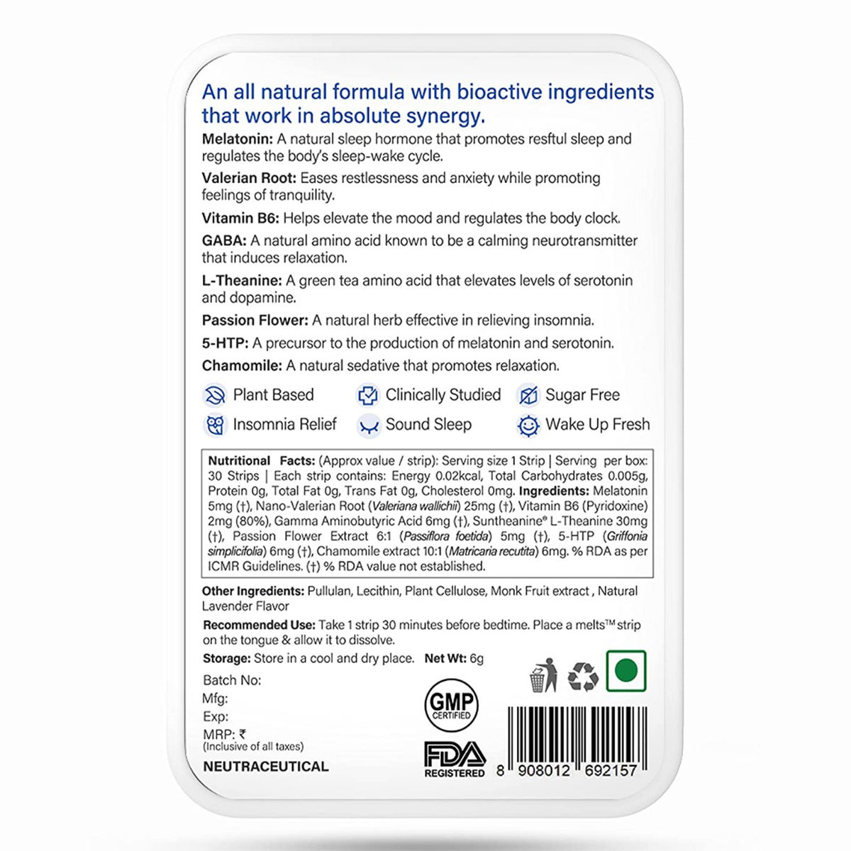 Buy Wellbeing Nutrition Melts Into Restful Sleep Melatonin 5 mg, 30 ...