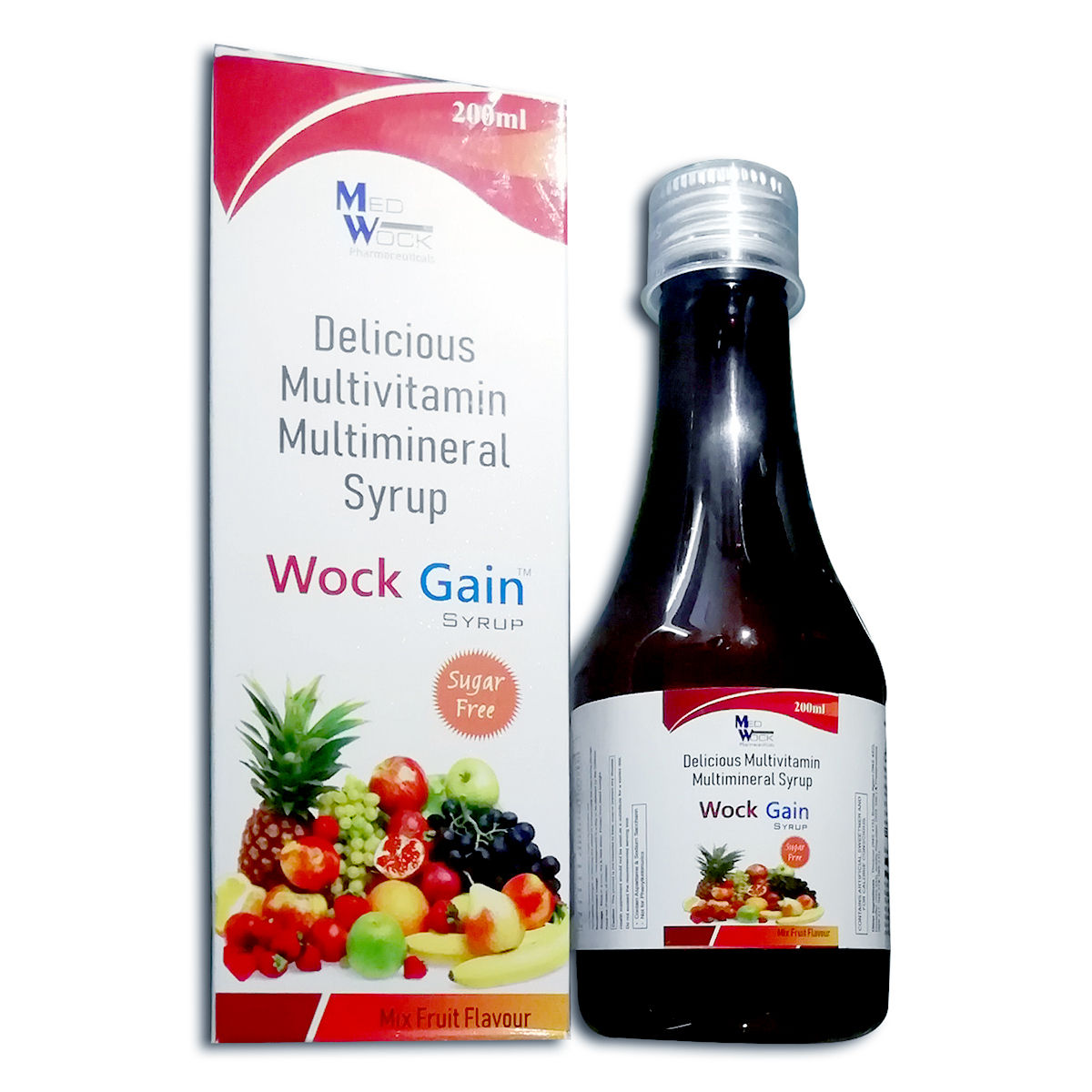 Wock Gain Sugar Free Mix Fruit Syrup | Uses, Side Effects, Price ...