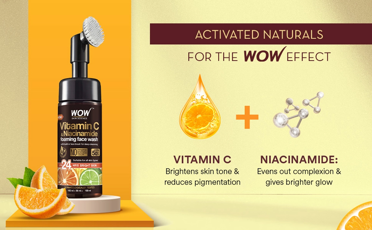 Wow Skin Science Brightening Vitamin C Foaming Face Wash 100 Ml With
