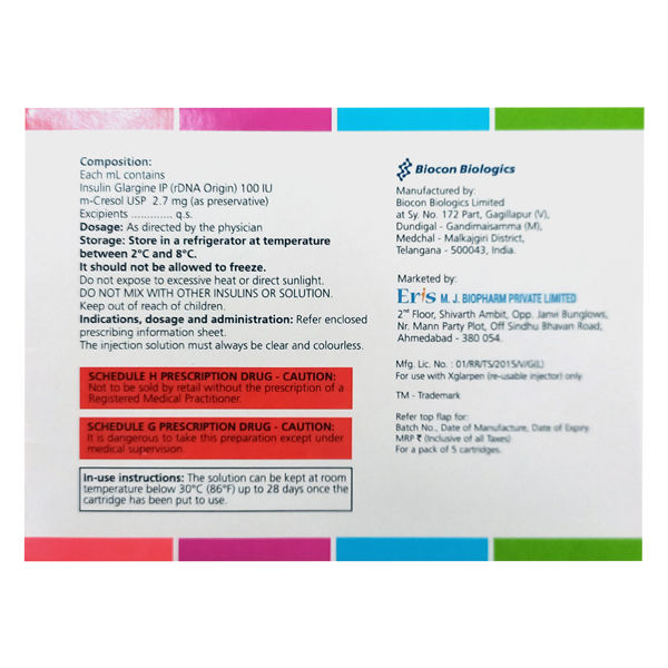 Xglar Refil 100Iu/Ml Cartridge 3 ml | Uses, Side Effects, Price ...