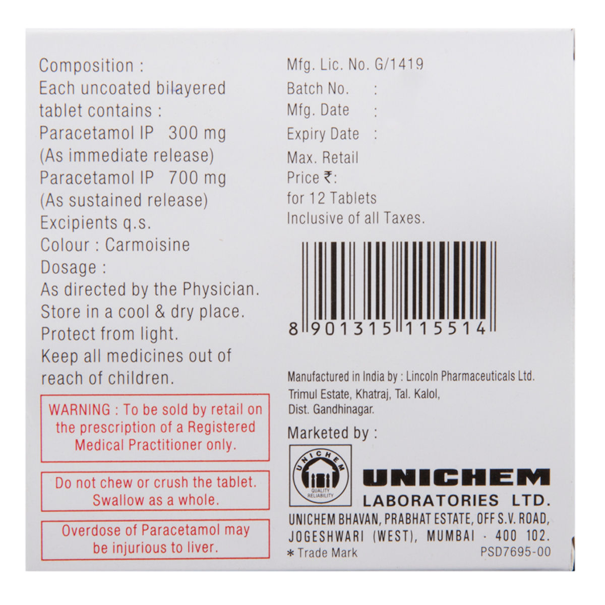 XTPara Proglet Tablet 12's Price, Uses, Side Effects, Composition ...