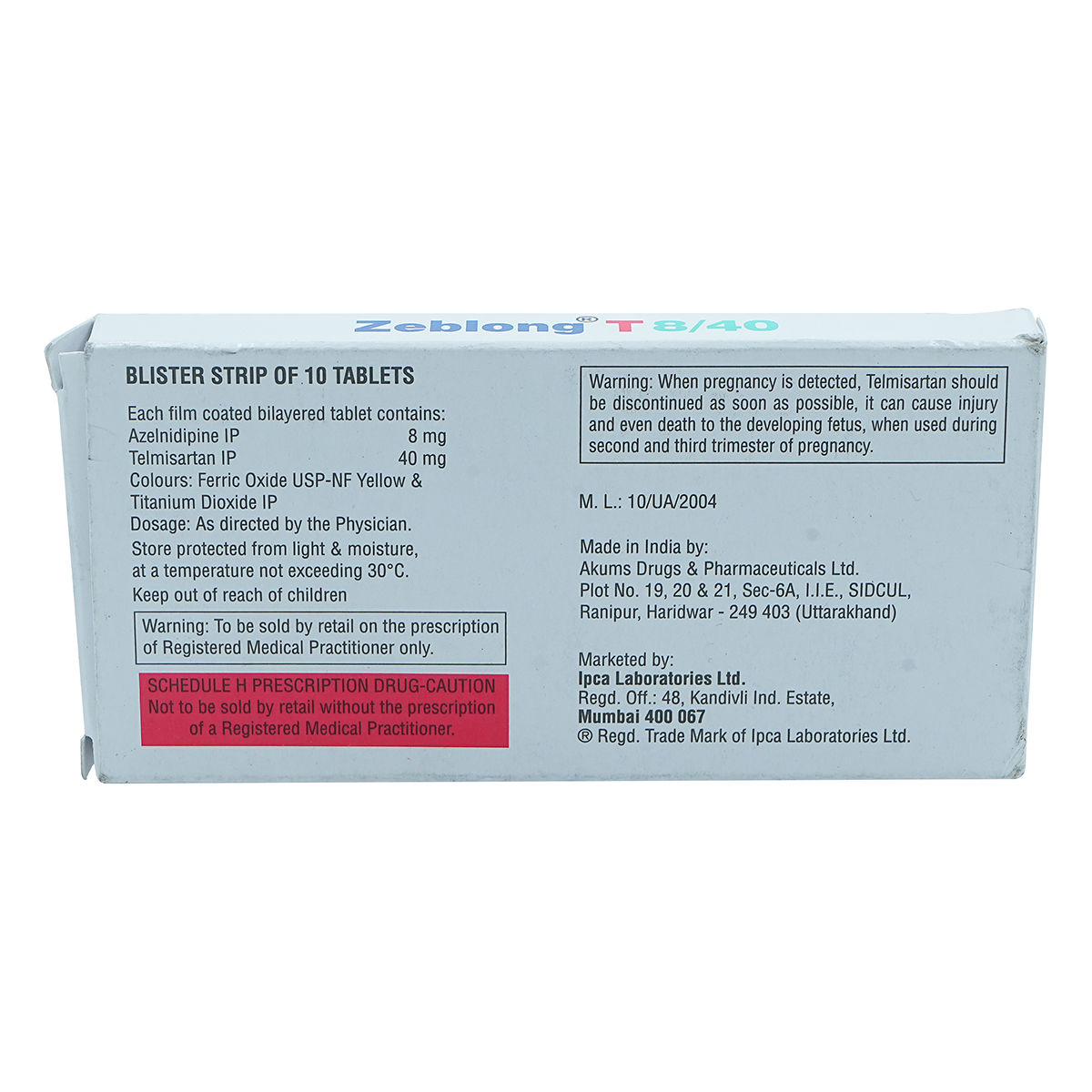 Zeblong T 8/40 Tablet | Uses, Side Effects, Price | Apollo Pharmacy