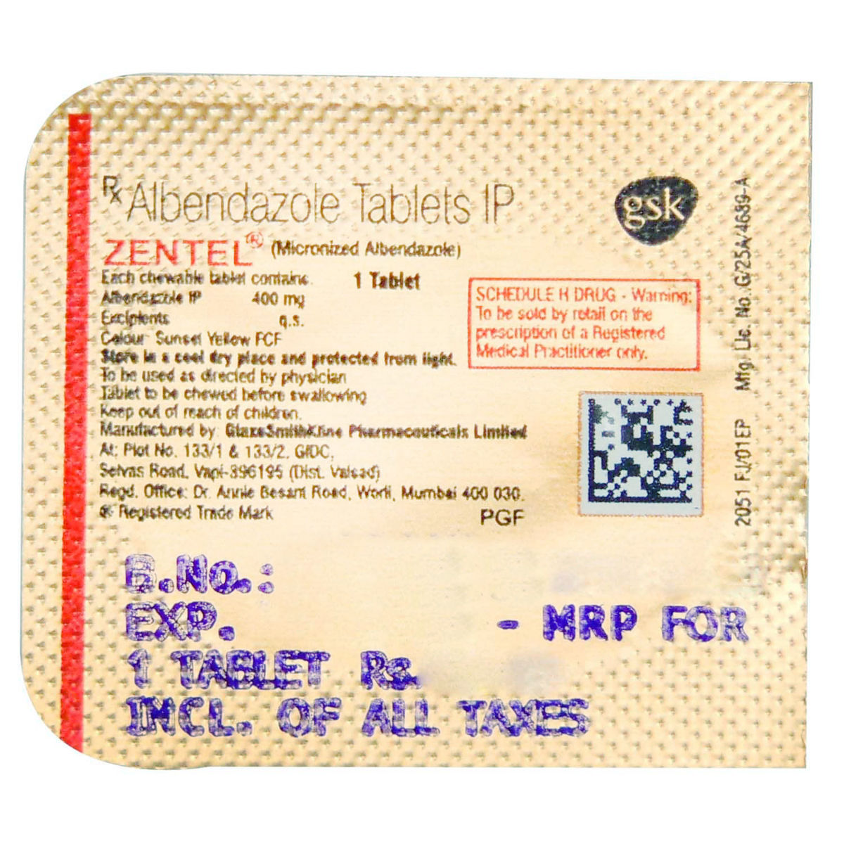 Zentel Tablet 1's Price, Uses, Side Effects, Composition - Apollo Pharmacy