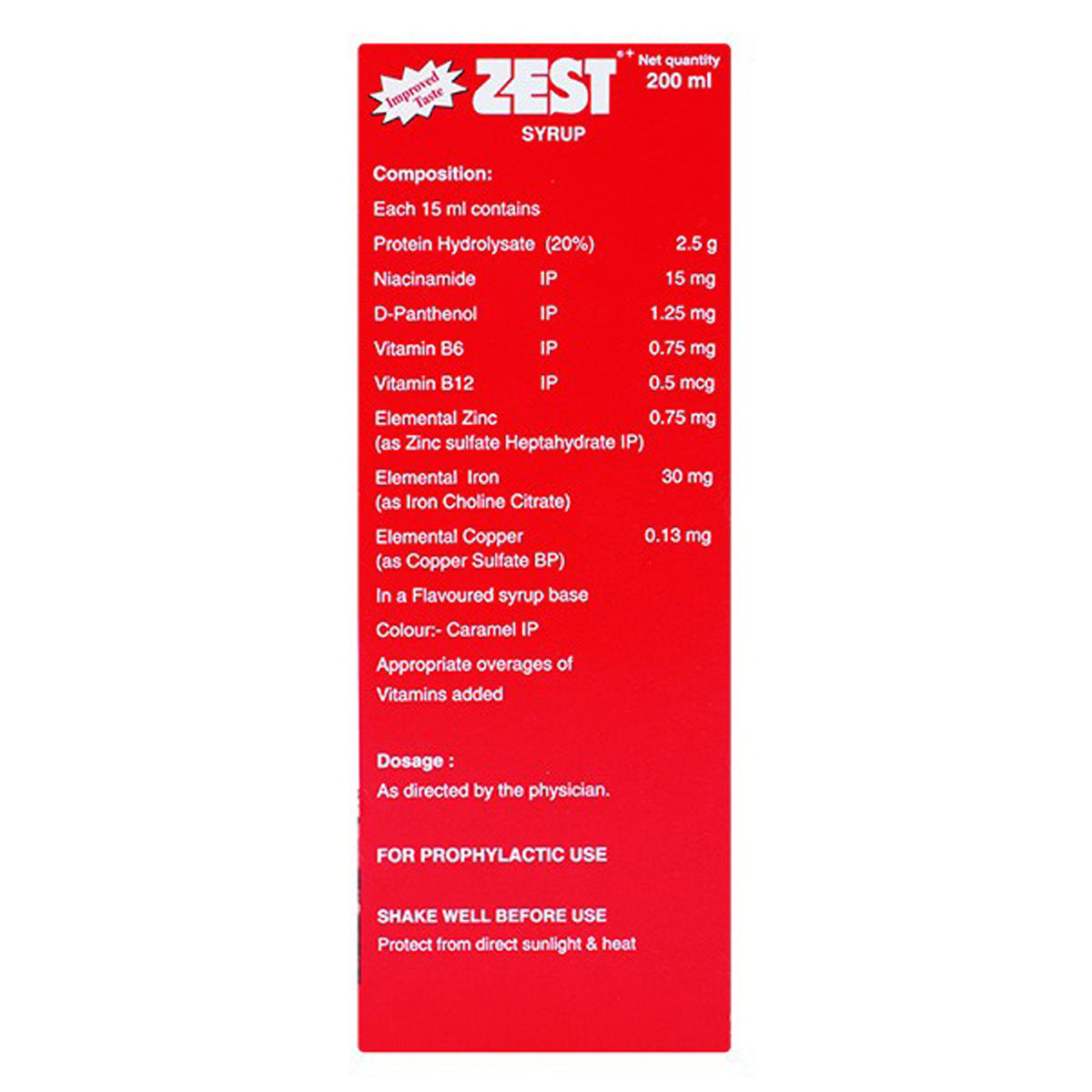 Zest+ Syrup 200 ml Price, Uses, Side Effects, Composition - Apollo Pharmacy