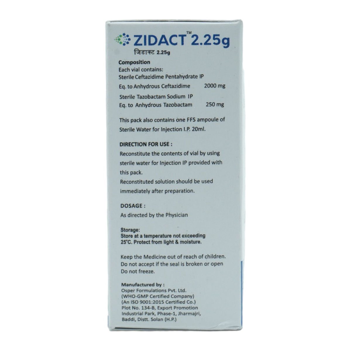 Zidact 2.25gm Injection 1's Price, Uses, Side Effects, Composition ...