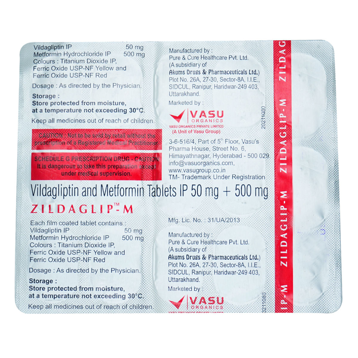 Zildaglip-M 50/500Mg Tablet | Uses, Side Effects, Price | Apollo Pharmacy