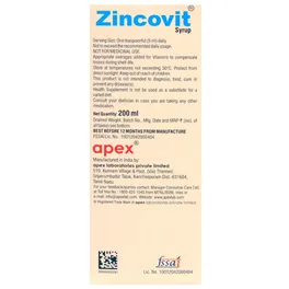 Zincovit Syrup | Uses, Side Effects, Price | Apollo Pharmacy