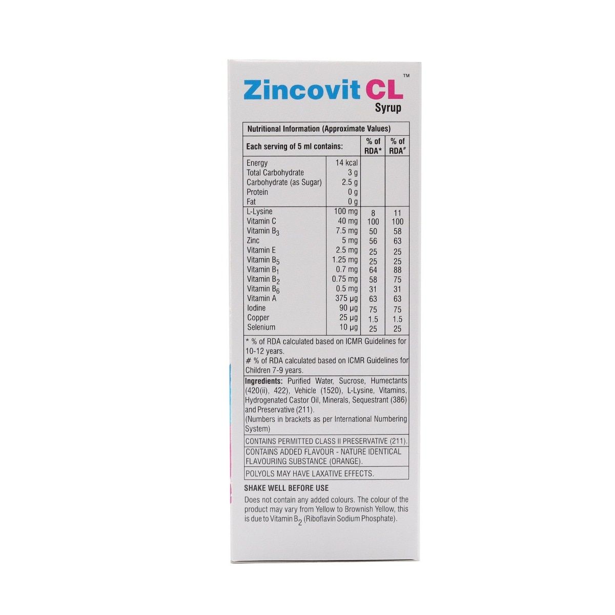 Zincovit CL Syrup | Uses, Side Effects, Price | Apollo Pharmacy