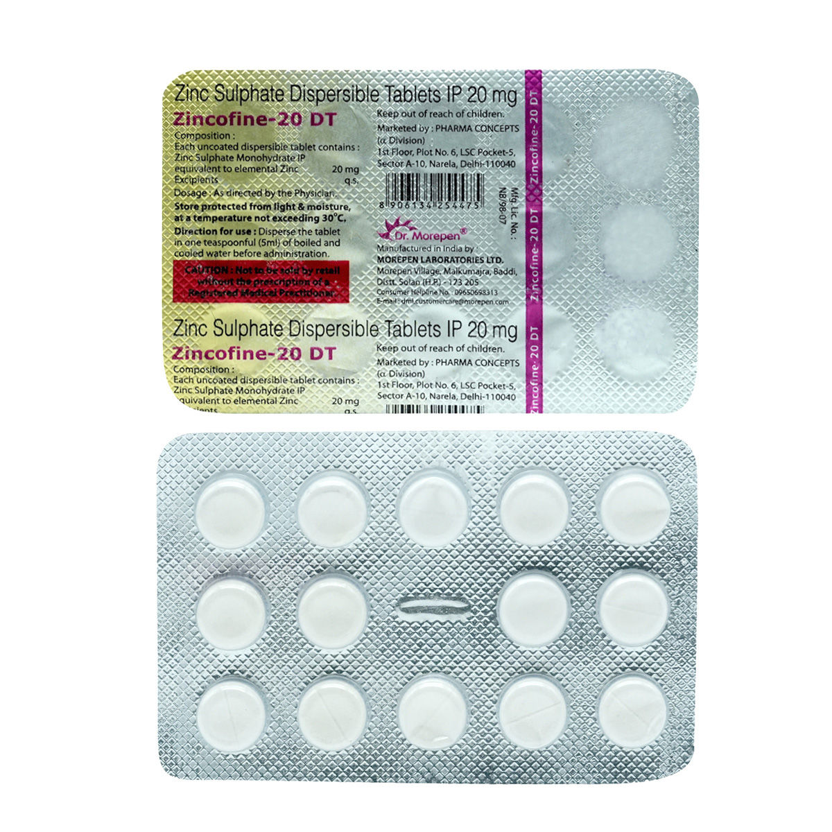 Zincofine-20 DT Tablet 14's Price, Uses, Side Effects, Composition ...