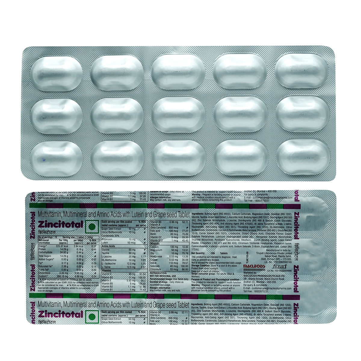Zincitotal Tablet 15's Price, Uses, Side Effects, Composition - Apollo ...