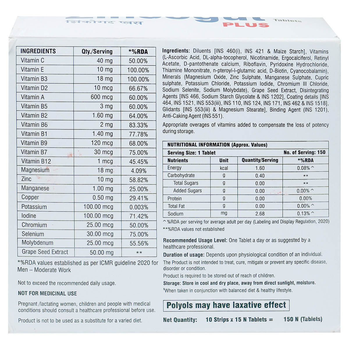 Zincogut Plus Tablet | Uses, Side Effects, Price | Apollo Pharmacy