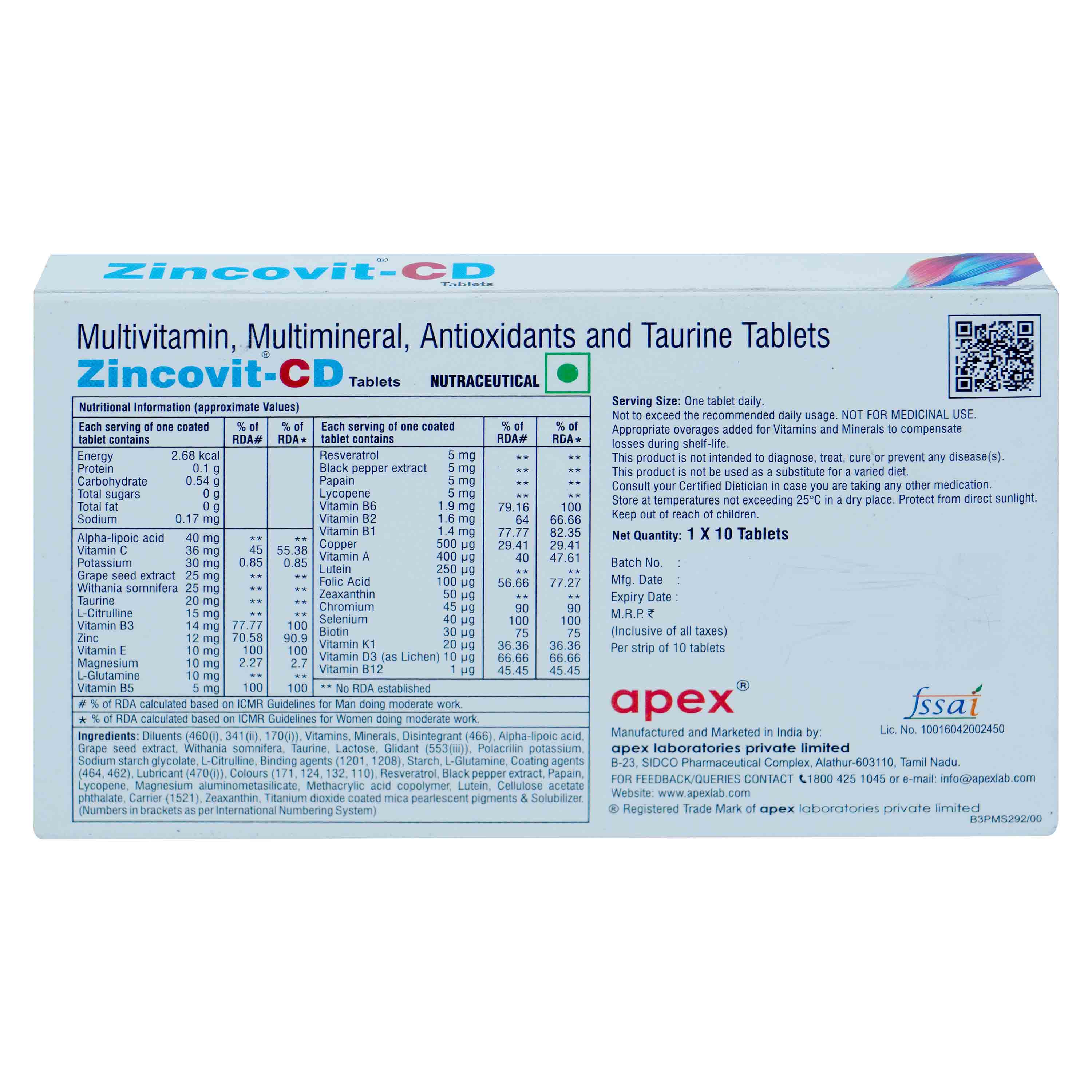 Zincovit-CD Tablet | Uses, Side Effects, Price | Apollo Pharmacy