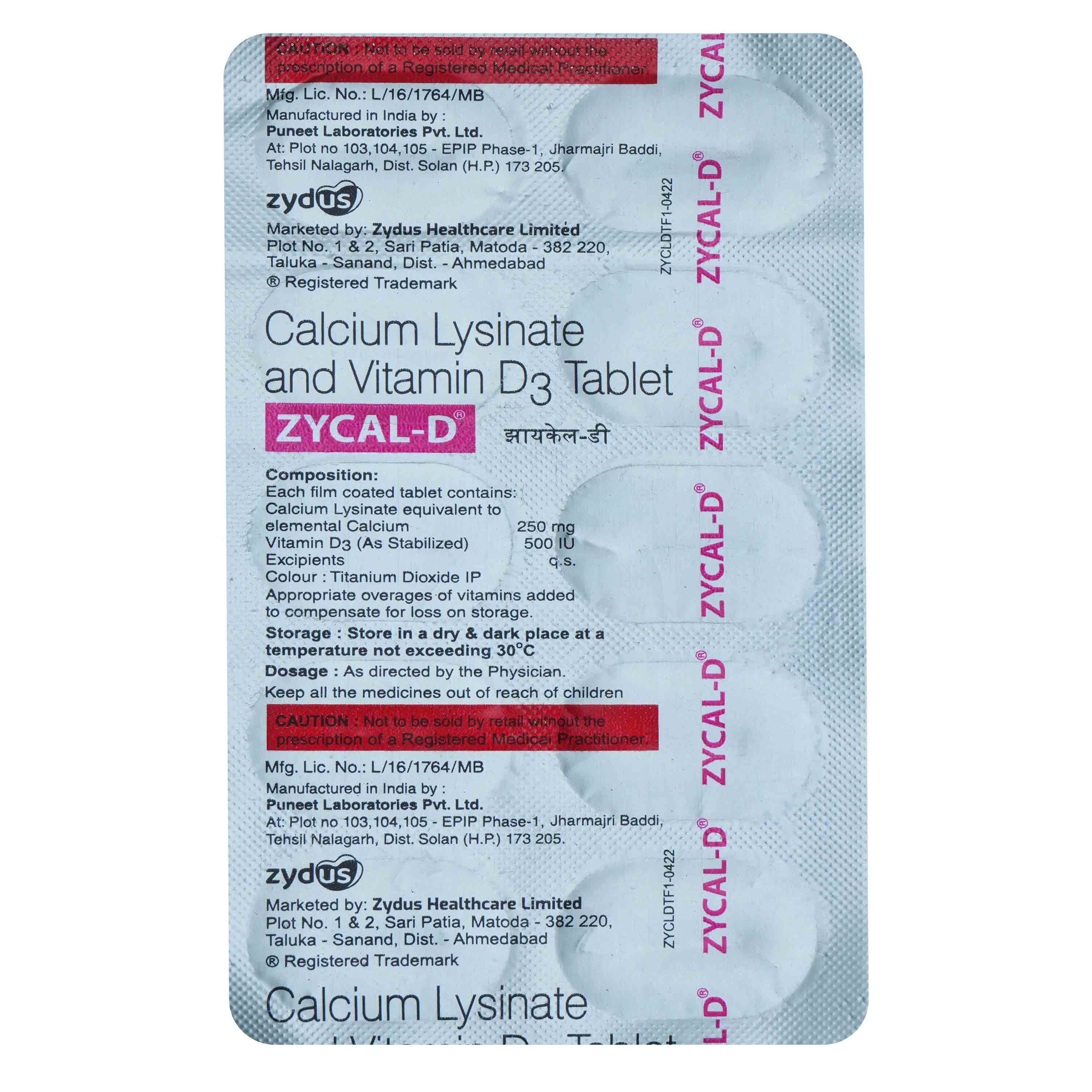 Zycal-D 250/500 Tablet | Uses, Side Effects, Price | Apollo Pharmacy