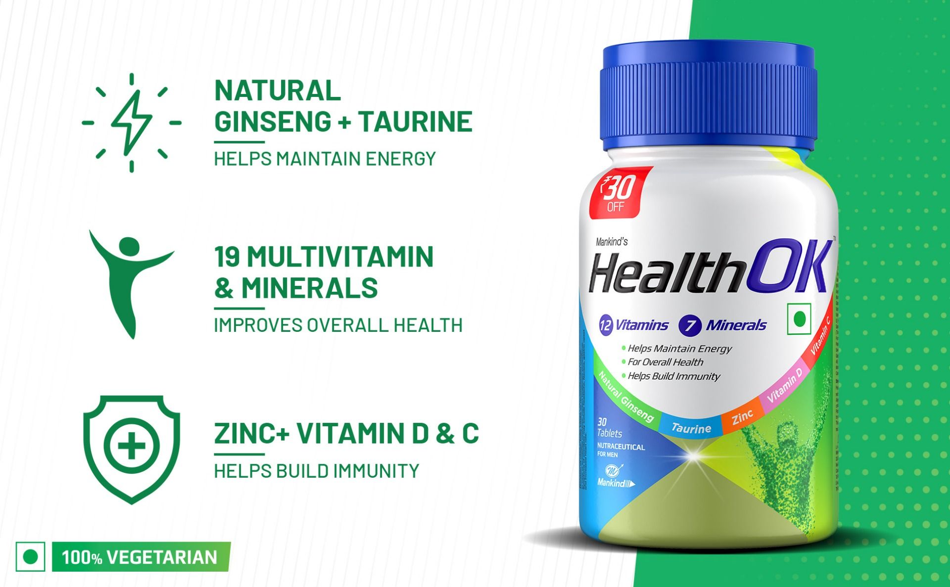 Buy Health OK Multivitamin & Multimineral, 30 Tablets | 19 Minutes ...