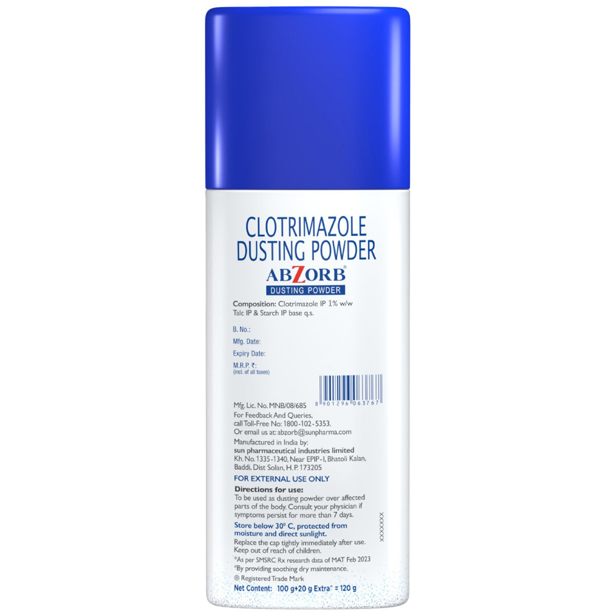 Buy Abzorb Dusting Powder 120 gm | 19 Minutes Delivery | Apollo Pharmacy