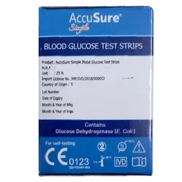 Buy Accusure Simple Blood Glucose Test Strip, 25 Count | 19 Minutes ...