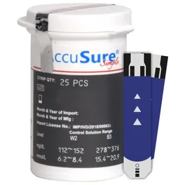 Buy Accusure Simple Blood Glucose Test Strip, 25 Count | 19 Minutes ...